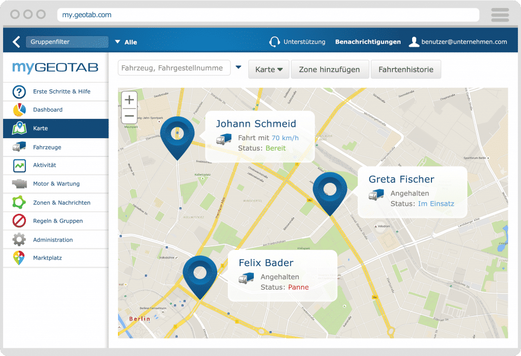 MyGeotab - In Bildern - Geotab Telematik mit Schanes-Fleet-Plan